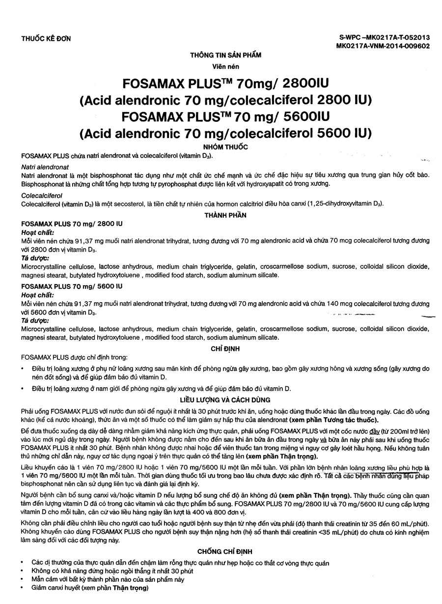 Thuốc Fosamax Plus 70mg/2800IU hộp 4 viên-Nhà thuốc An Khang